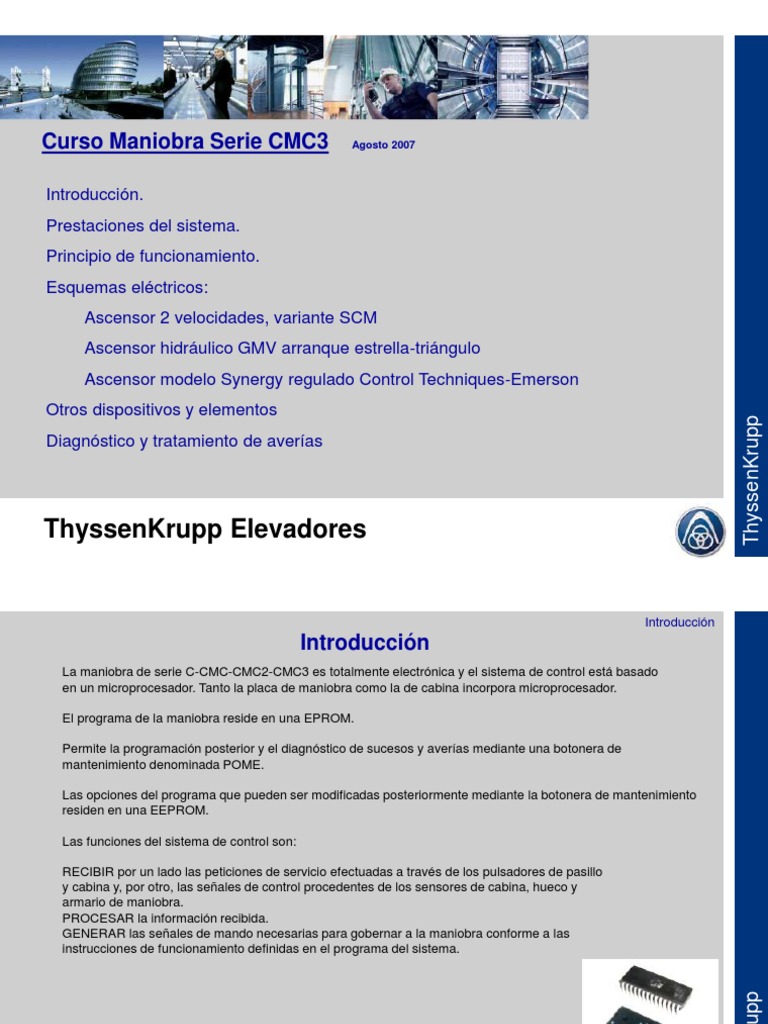 Thyssen Curso 01 Funcionamineto CMC3 - Thyssen CMC | PDF | Ascensor | Relé