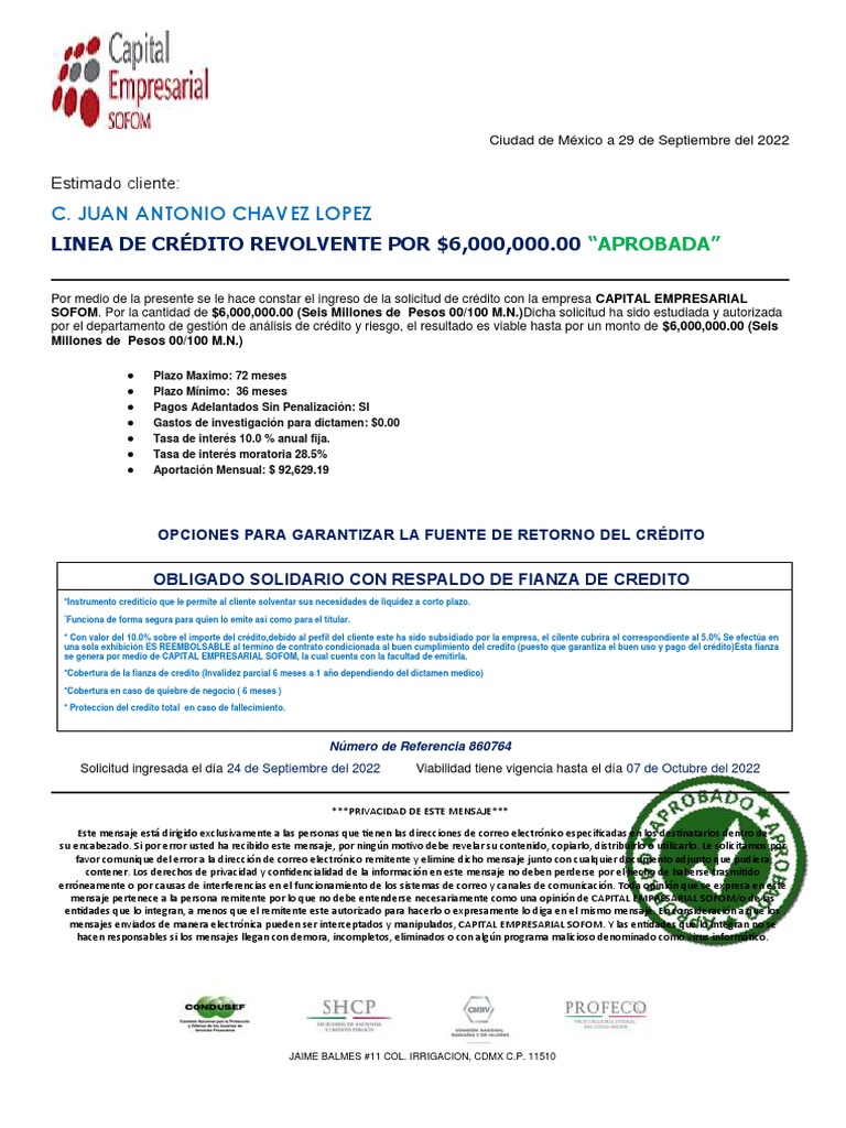 C. Juan Antonio Chavez Lopez: Linea de Crédito Revolvente Por ...