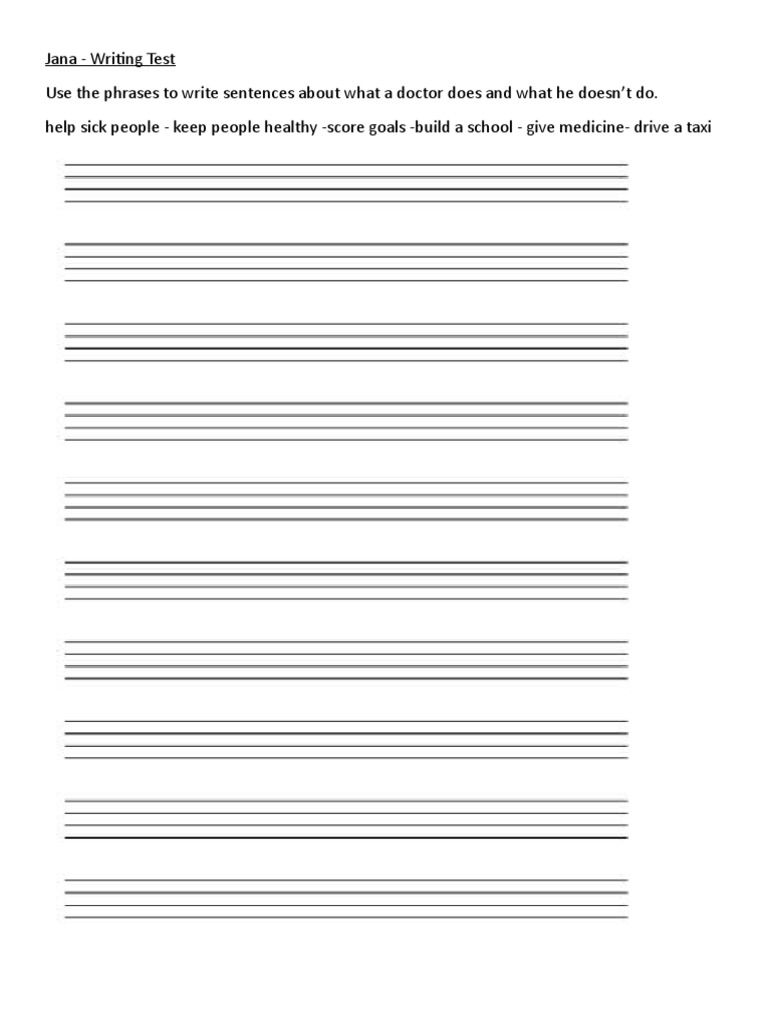 Writing Test Grade 2 | PDF