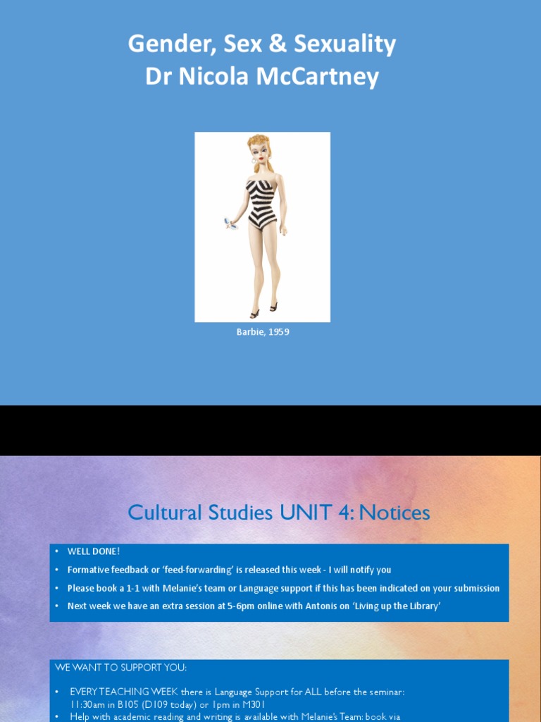 Gender, Sex & Sexuality DR Nicola Mccartney: Barbie, 1959 | PDF | Gender | Gender Studies