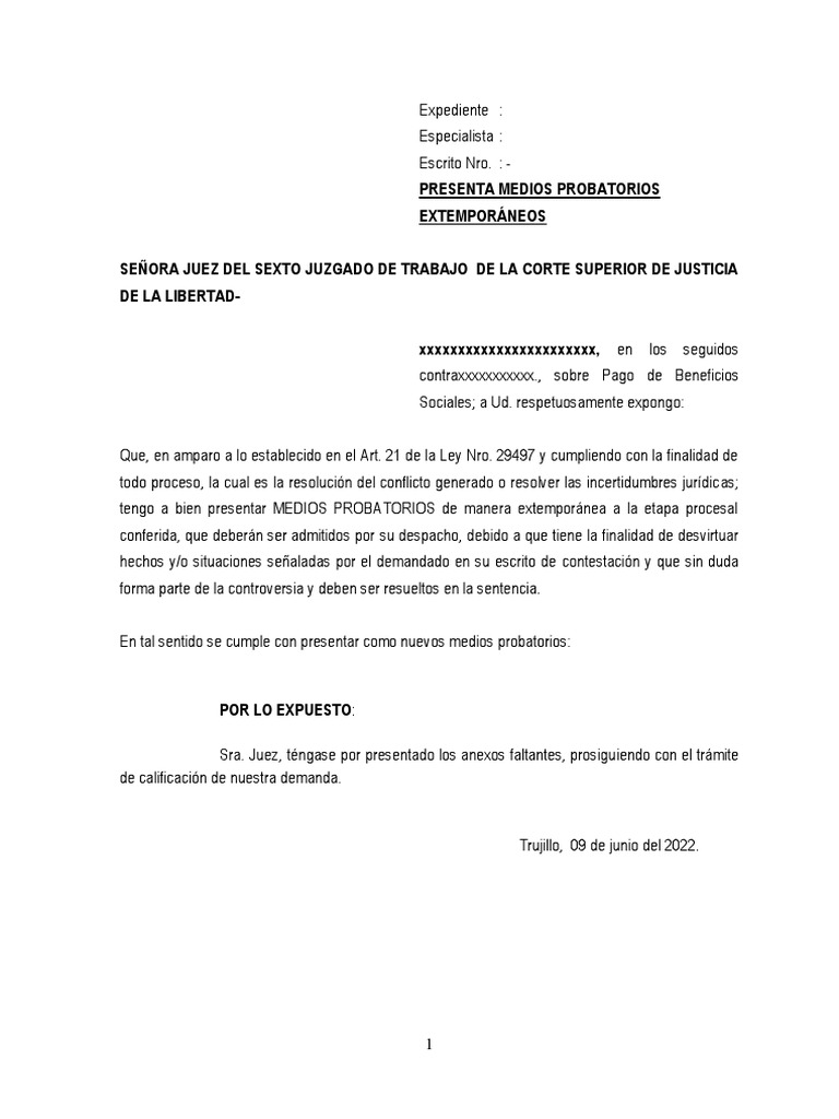 Medios Probatorios Extemporaneos 1 | PDF