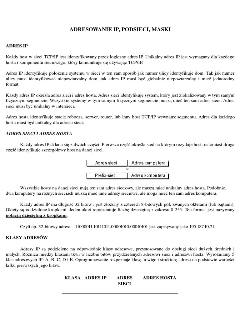 Adresowanie IP | PDF