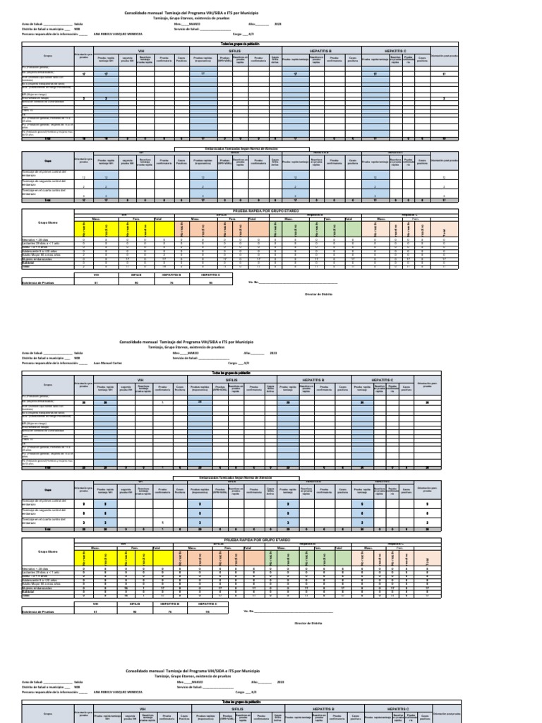 Consolidado Mensual Tamizaje Del Programa VIH/SIDA e ITS Por Municipio | Descargar gratis PDF ...