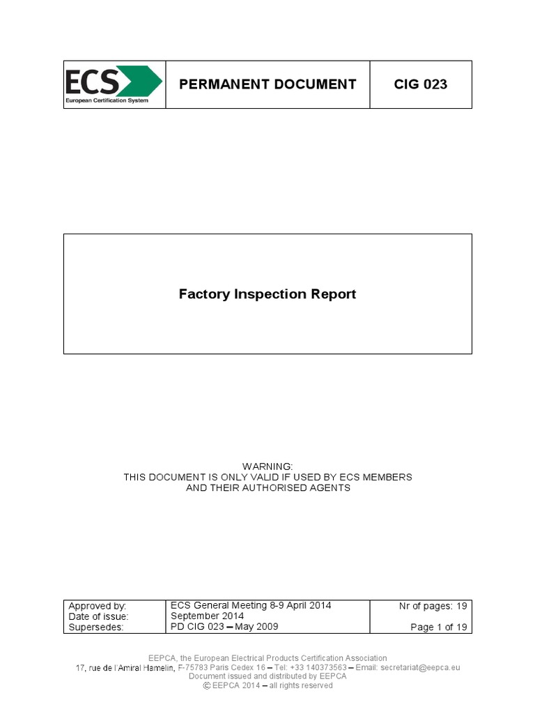 Factory Inspection Report Overview | PDF | Calibration | Verification ...