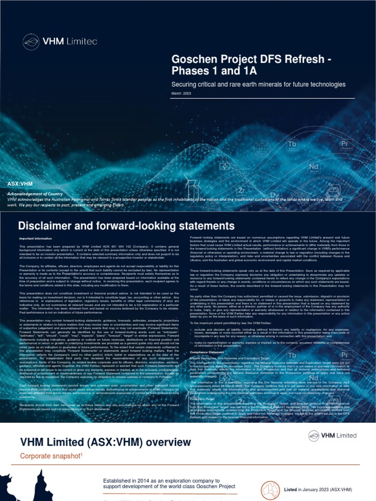 Goschen Project DFS Refresh - Phases 1 and 1A: Securing Critical and Rare Earth Minerals For ...