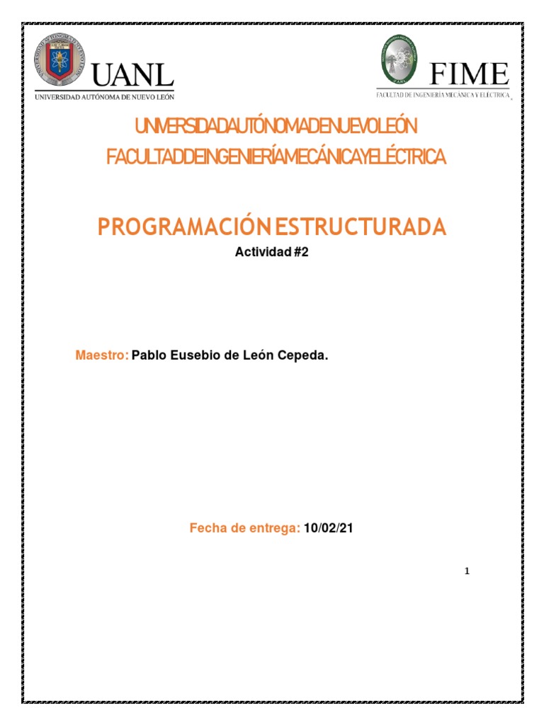 Act 2 Programacion Estructurada FIME | PDF