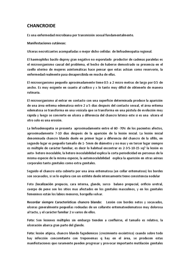 Chancroide: Síntomas y Tratamiento | PDF | Infección transmitida ...