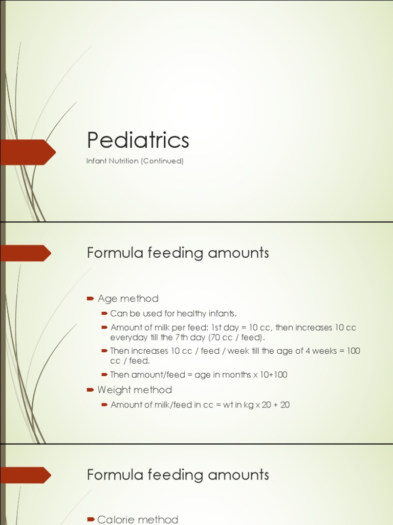 Weaning Infant Formula Calculation Pediatrics | PDF | Infants | Breast Milk