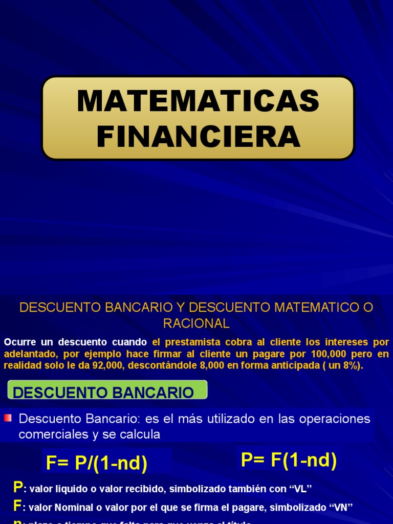 Interes Simple Descuento Bancario | PDF | Bancos | Servicios financieros