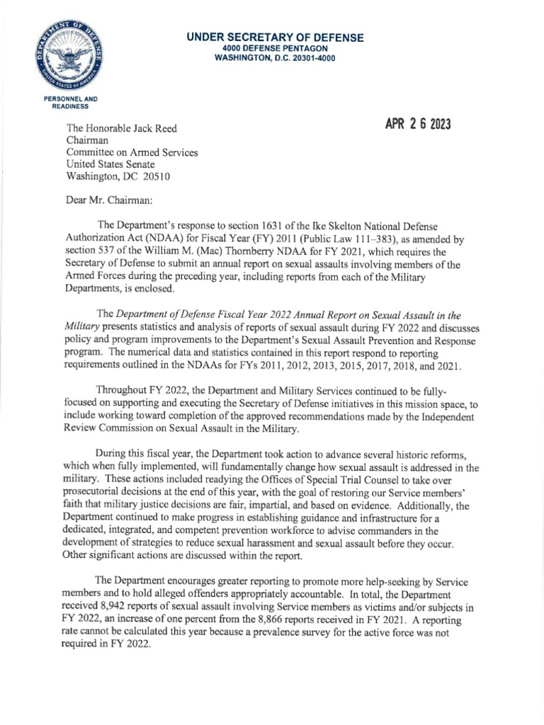 DoD FY22 Sexual Assault Report Summary | PDF | Sexual Assault | Sexual ...