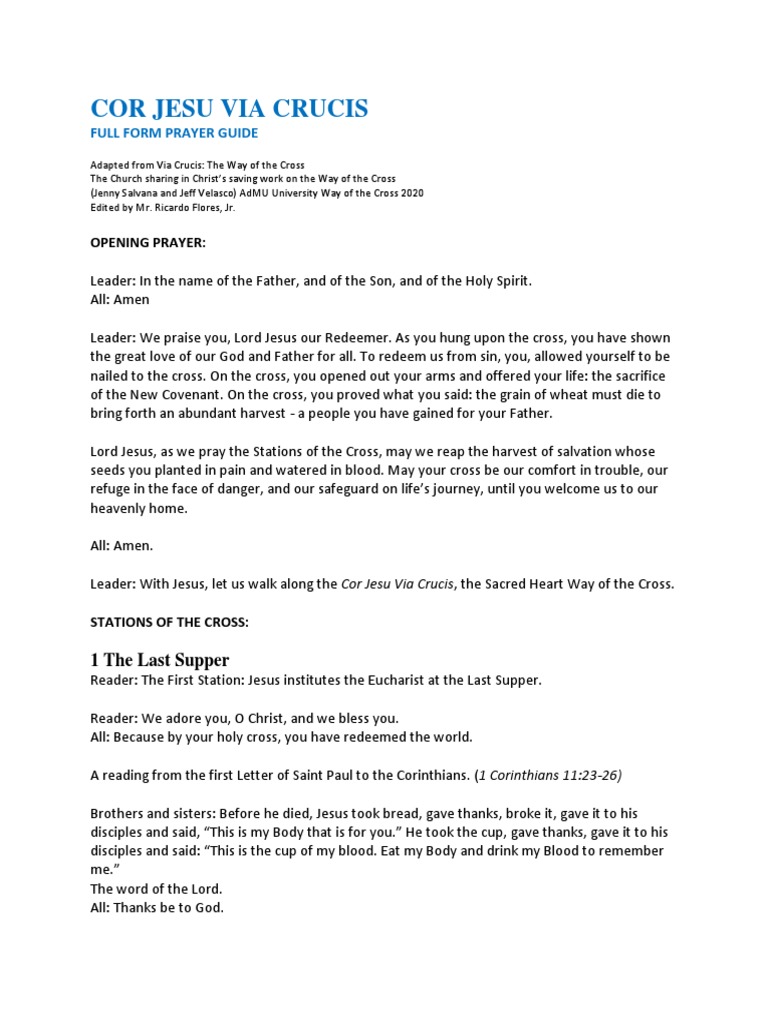 Cor Jesu Via Crucis: Full Form Prayer Guide | PDF | Jesus | Eucharist