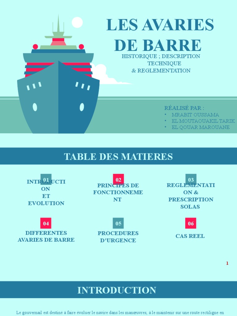 Avarie de Barre | PDF | Gouvernail | Transport fluvial et maritime