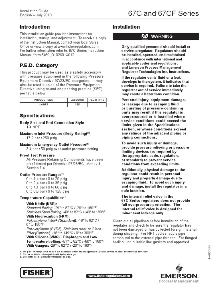 67C 67CF Installation Guide | PDF | Valve | Leak