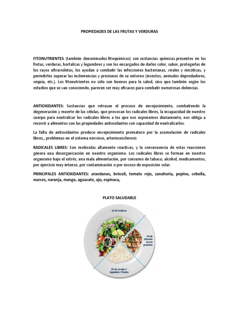 Beneficios de Frutas y Verduras | PDF | Antioxidante | Alimentos