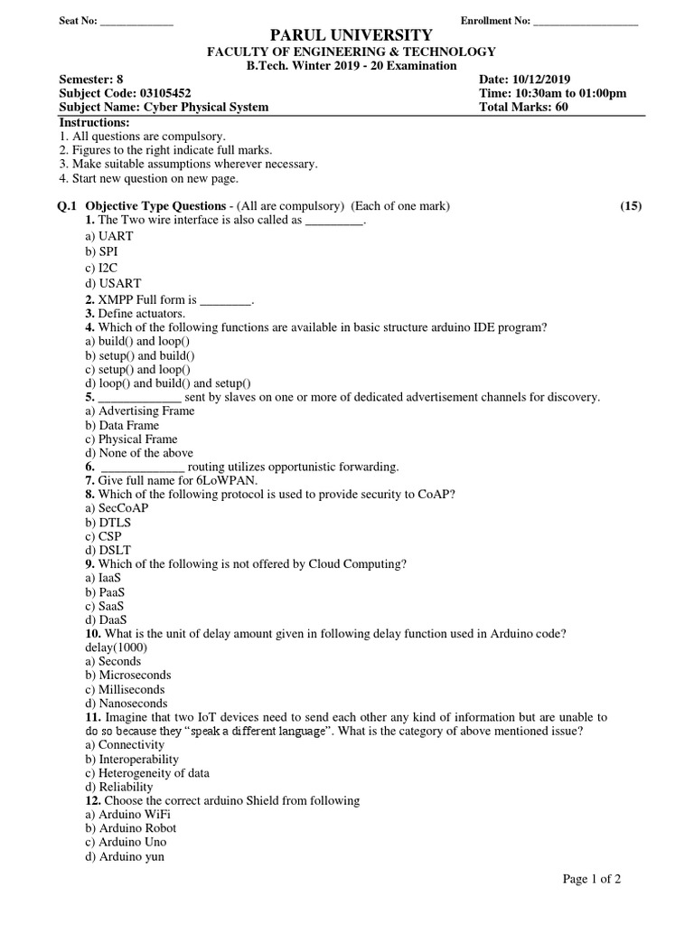 Parul University | PDF | Internet Of Things | Arduino