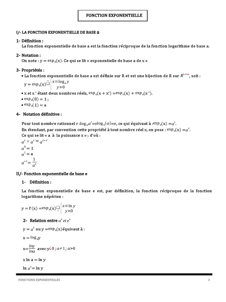Fonction Exponentielle | PDF | Fonction exponentielle | Analyse réelle