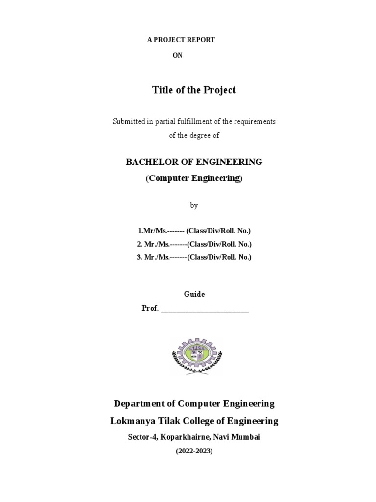 BE Sem-VIII - Major Project (2) - Report-Format (2022-23) | PDF | Academic Degree | Computing