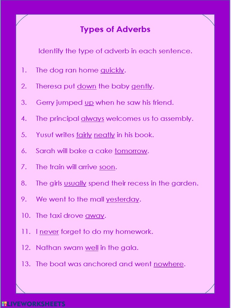 Types of adverbs - ESL practice | PDF
