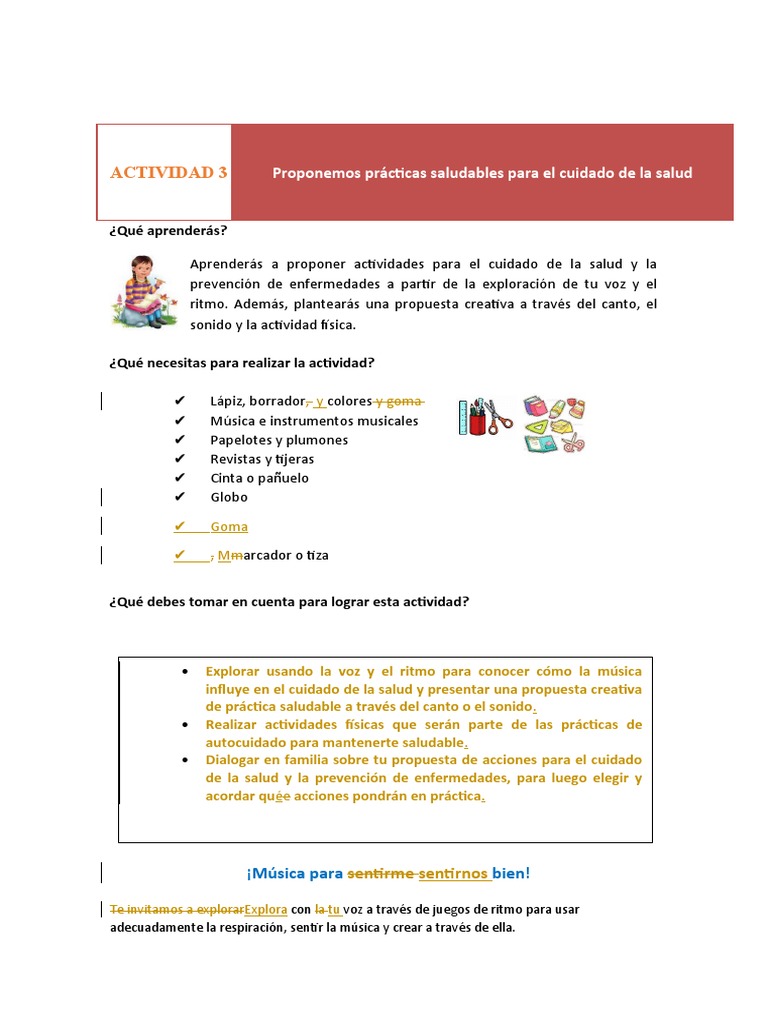 Actividades Saludables con Música y Voz | PDF | Sonido | Aprendizaje