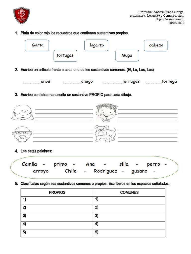 Profesora: Andrea Suazo Ortega. Asignatura: Lenguaje y Comunicación ...