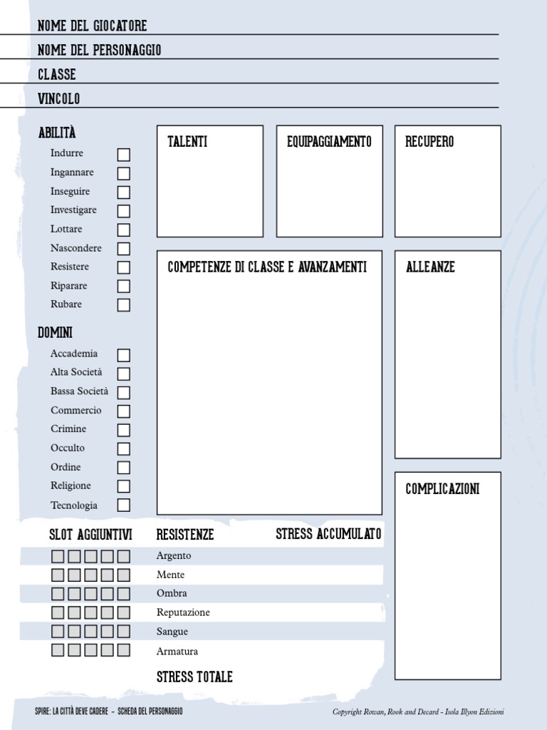 Scheda Personaggio Spire | PDF