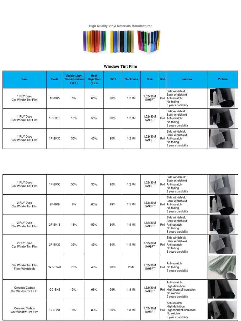 Window Tint Film-Catalog | PDF | Glasses | Materials