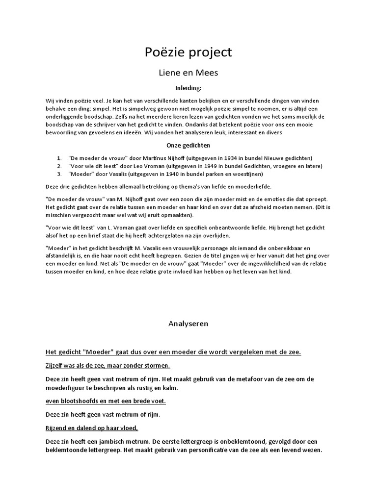 Poëzie Project Pdf