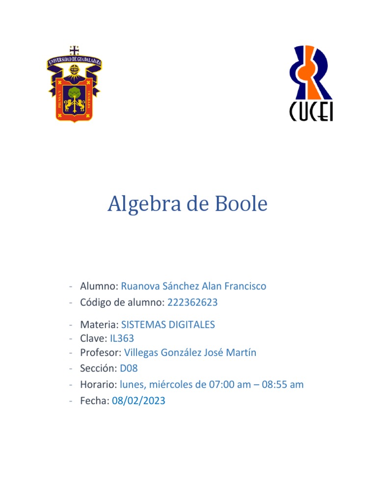 Ejercicios de Algebra de Boole | PDF | Matemáticas | Lógica matemática