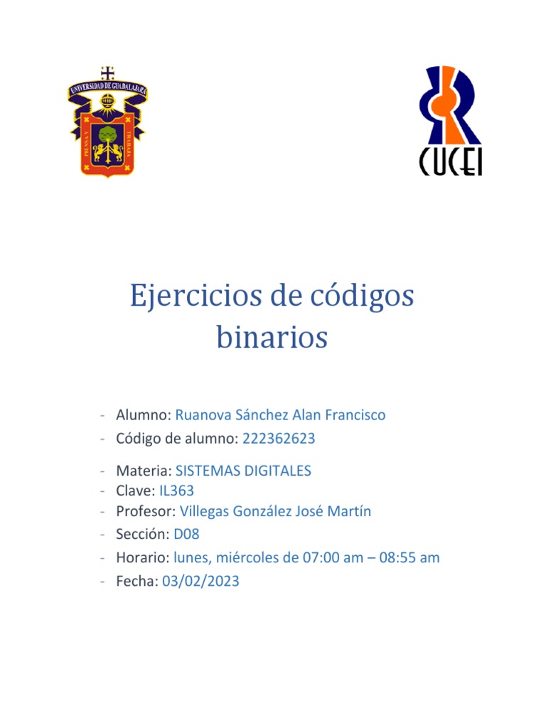 Ejercicios de Códigos Binarios | PDF