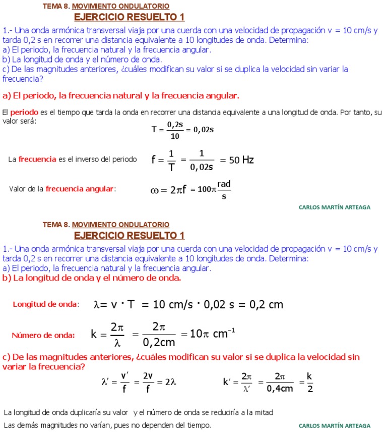 Fisica 2o Pres t08 Ejercicio Resuelto 01 | PDF | Olas | Frecuencia