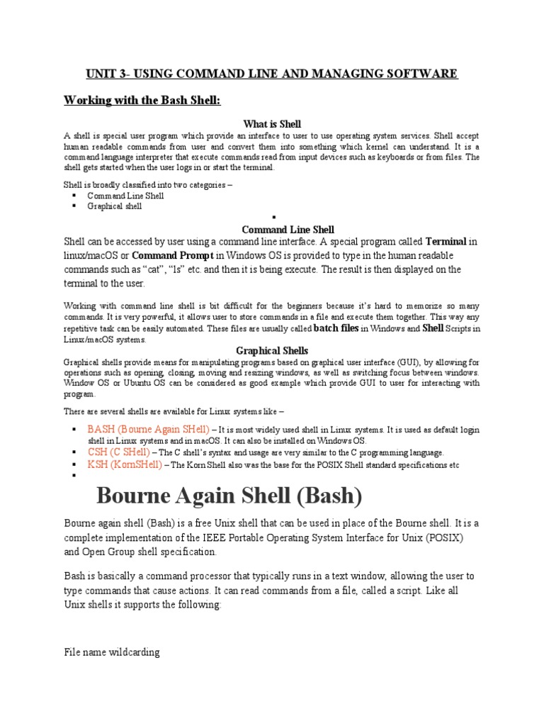 Linux Unit 3 Pdf Shell Computing Command Line Interface
