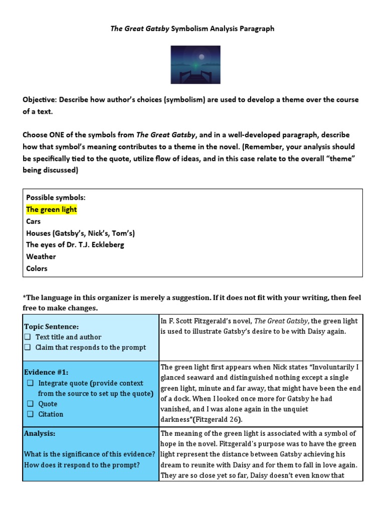 Lilian Leduc - Gatsby Symbolism Long Paragraph | PDF | The Great Gatsby ...