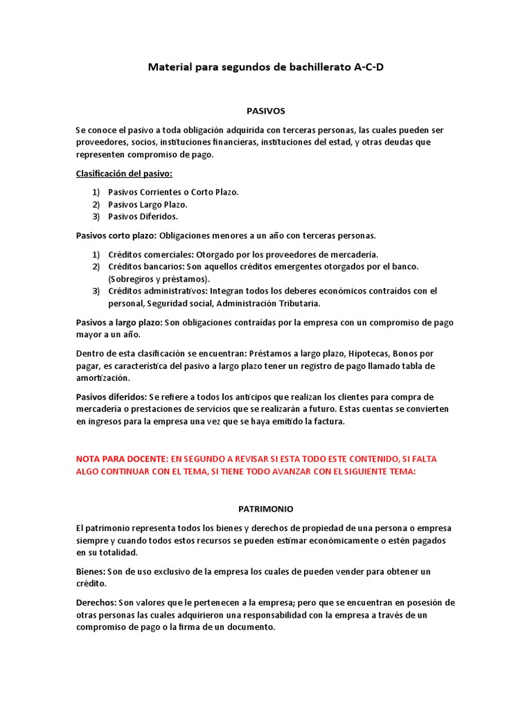 Material para Segundos de Bachillerato A | PDF | Bienes (Ley) | Crédito