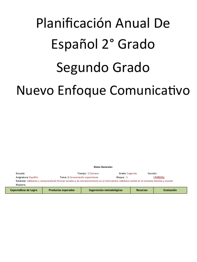 Español 2° Grado: Enfoque Comunicativo | PDF | Narración | Conversacion