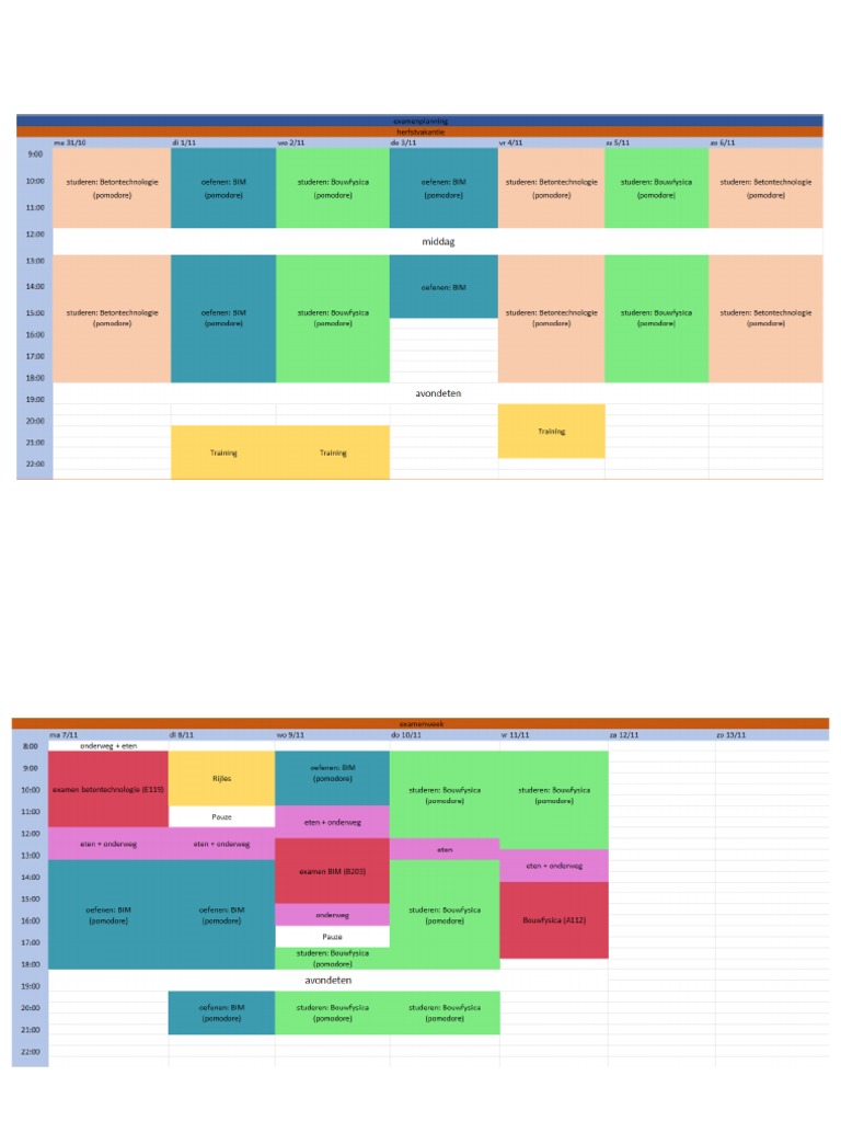 Taak Examenplanning r0938485 | PDF