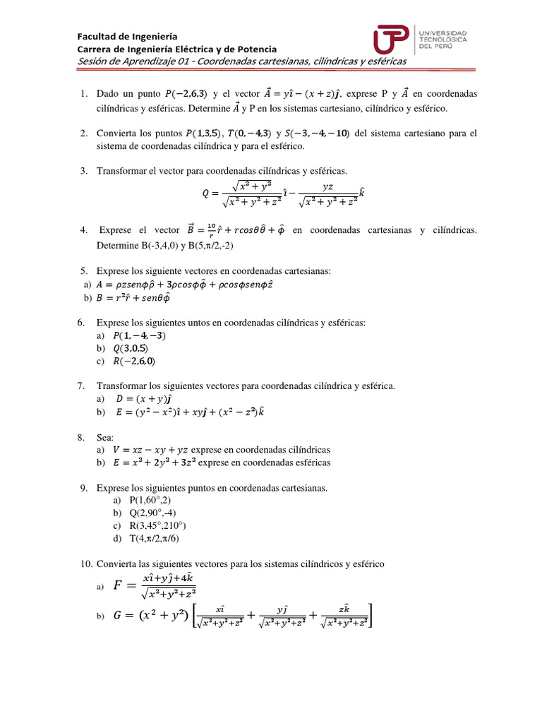 S01.s1 - Ejercicios Coordenadas Ortogonales | PDF