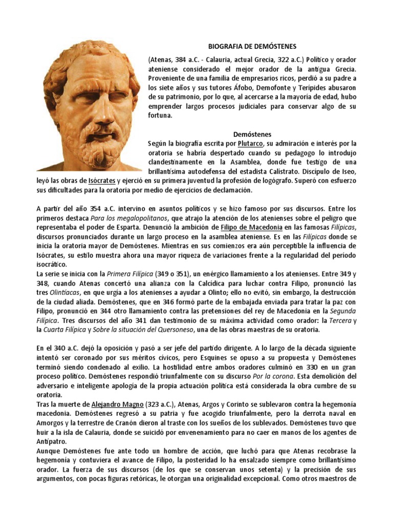 Biografia de Demóstenes | PDF | Mundo grecorromano | Antigua Grecia