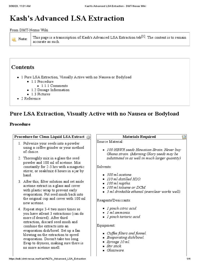 LSA Extraction Guide for Enthusiasts | PDF | Lysergic Acid Diethylamide ...