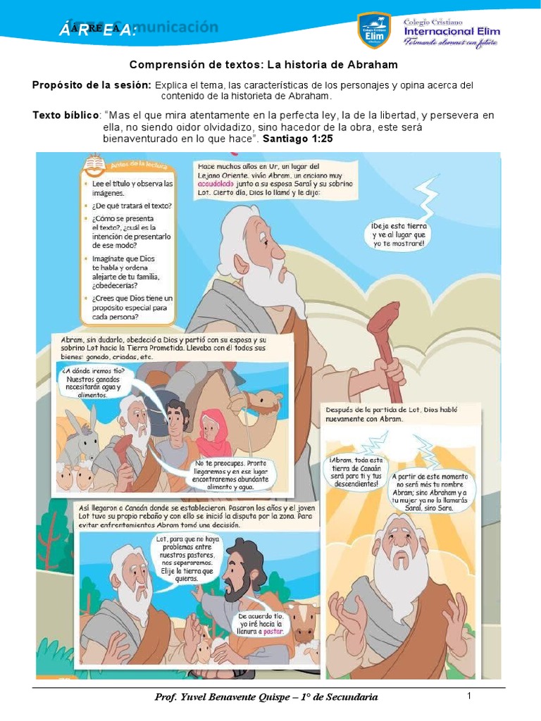 Comprensión de textos- La historia de Abraham | PDF