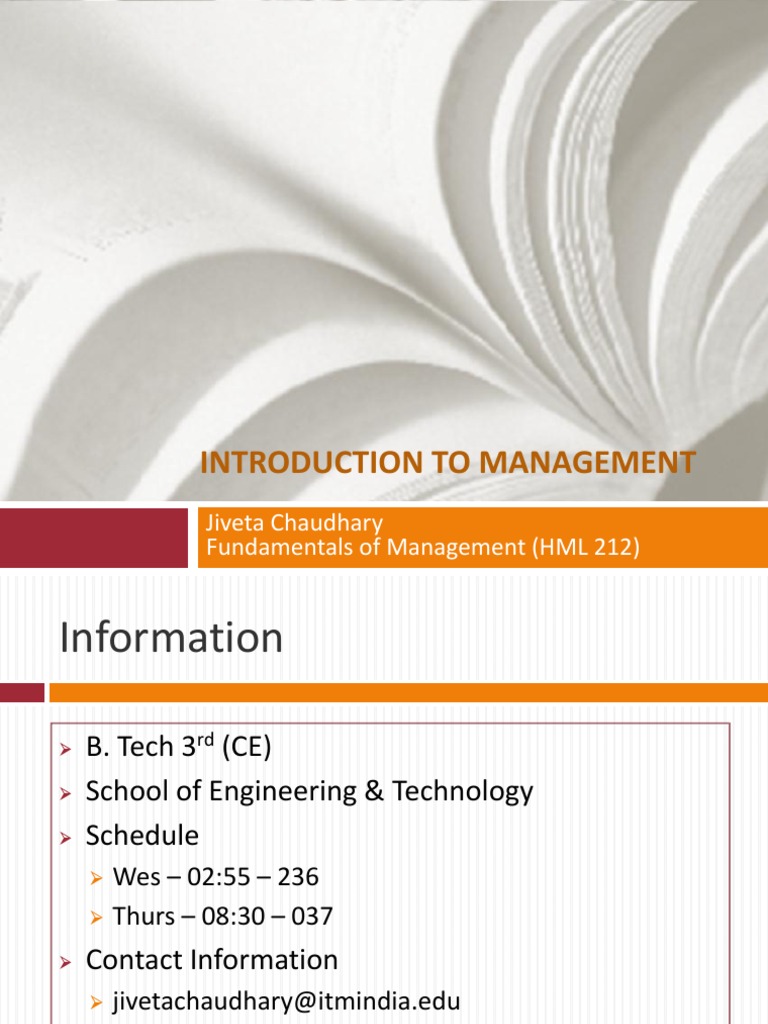 Introduction To Management | PDF | Motivation | Motivational