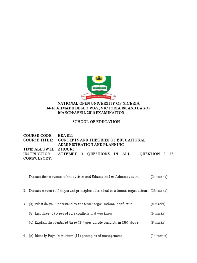 Eda811 - Concepts and Theories of Educational Administration and ...