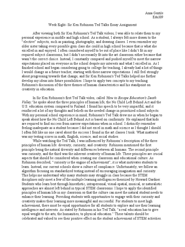 annotated-edu309 20essy 20assignment | PDF | Creativity | Curiosity