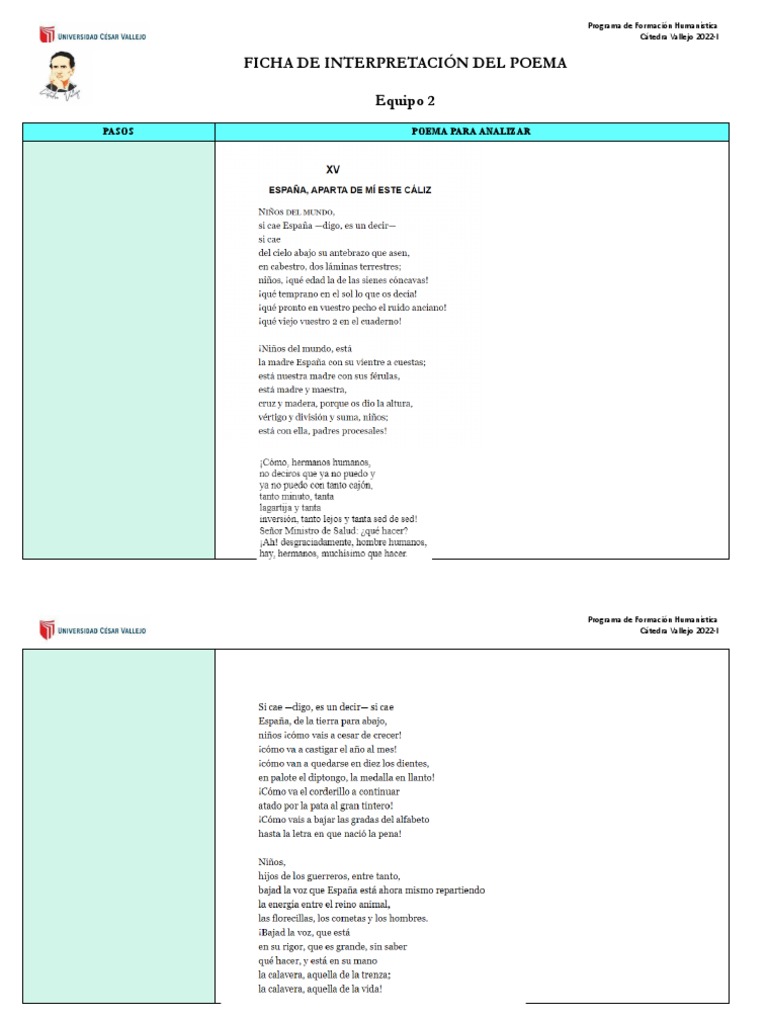 G02 Ficha de Interpretación Del Poema | PDF | España | Autor
