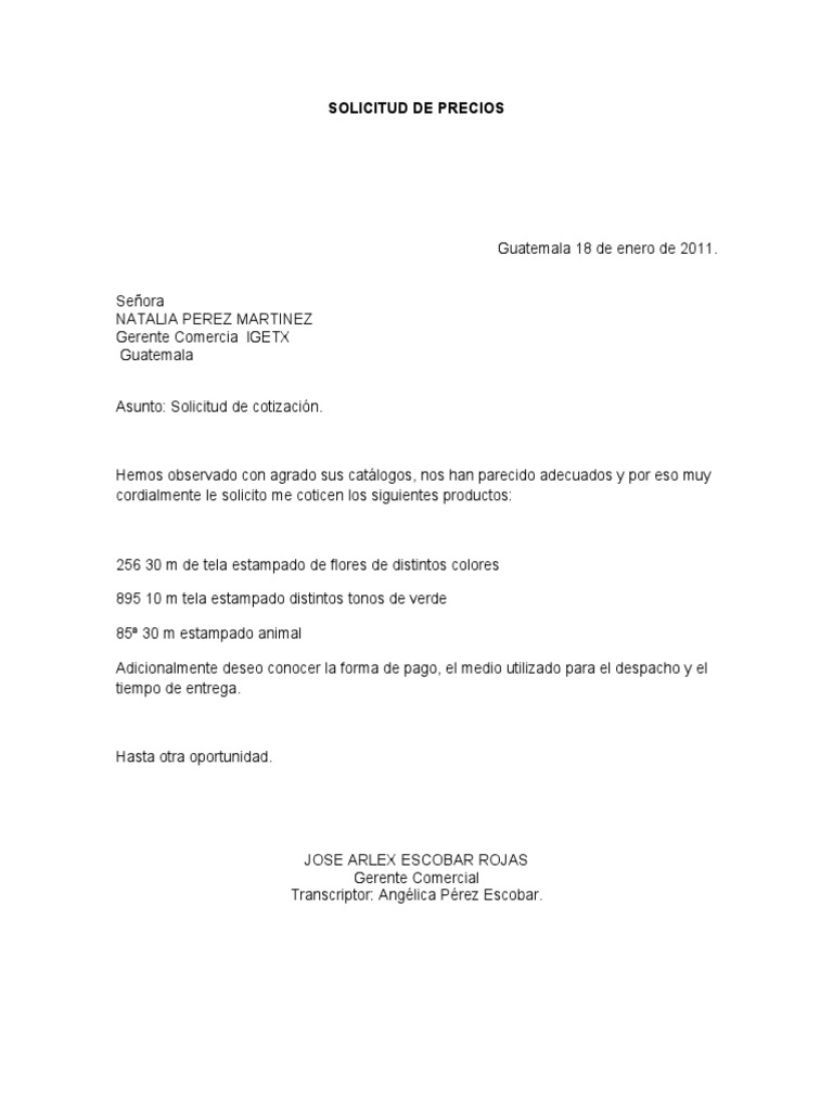 Carta de Cotizacion de Precios | PDF | Guatemala | Pagaré