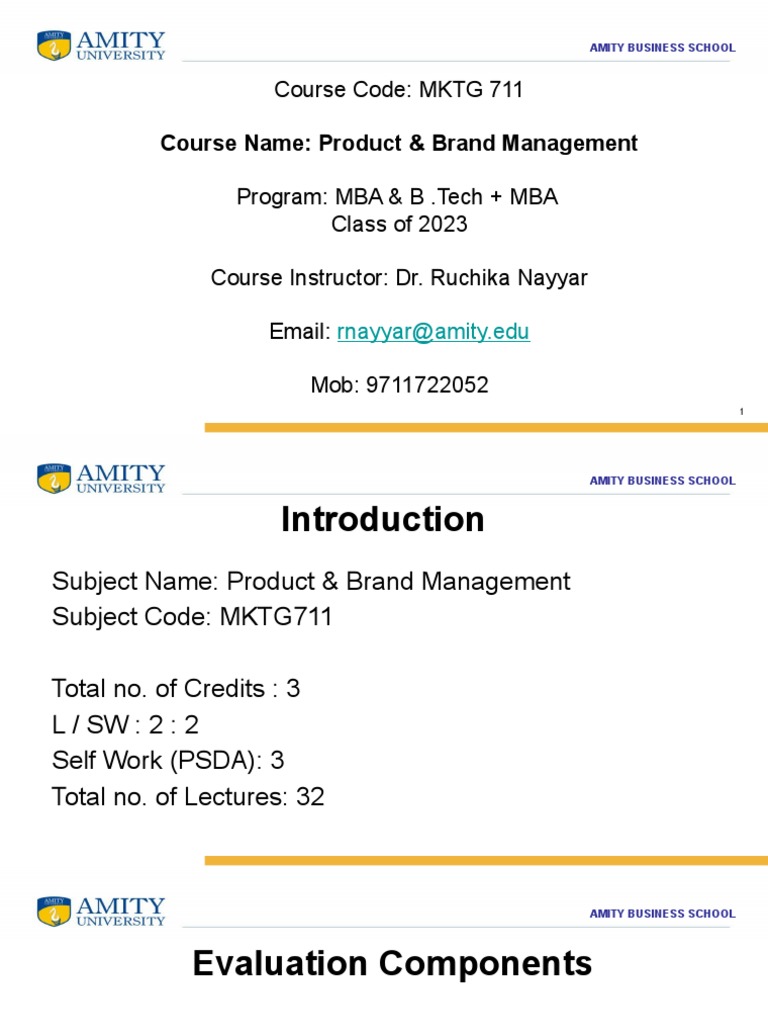 Product & Brand Management Course Overview | PDF