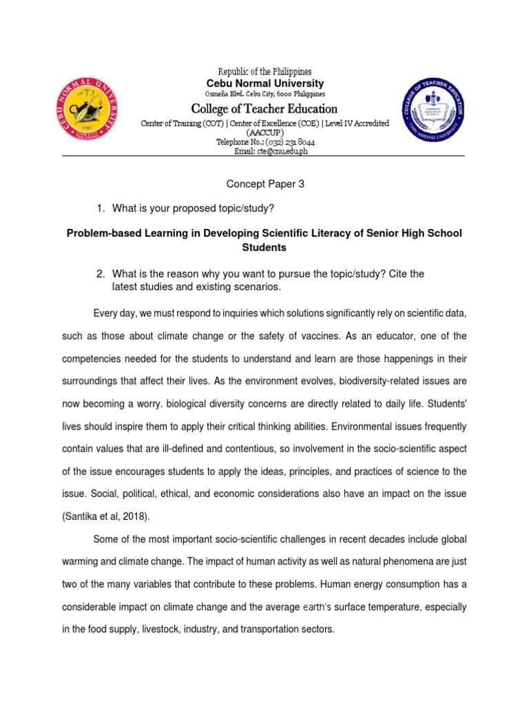 Problem-Based Learning in Developing Scientific Literacy in Senior High School Students | PDF ...