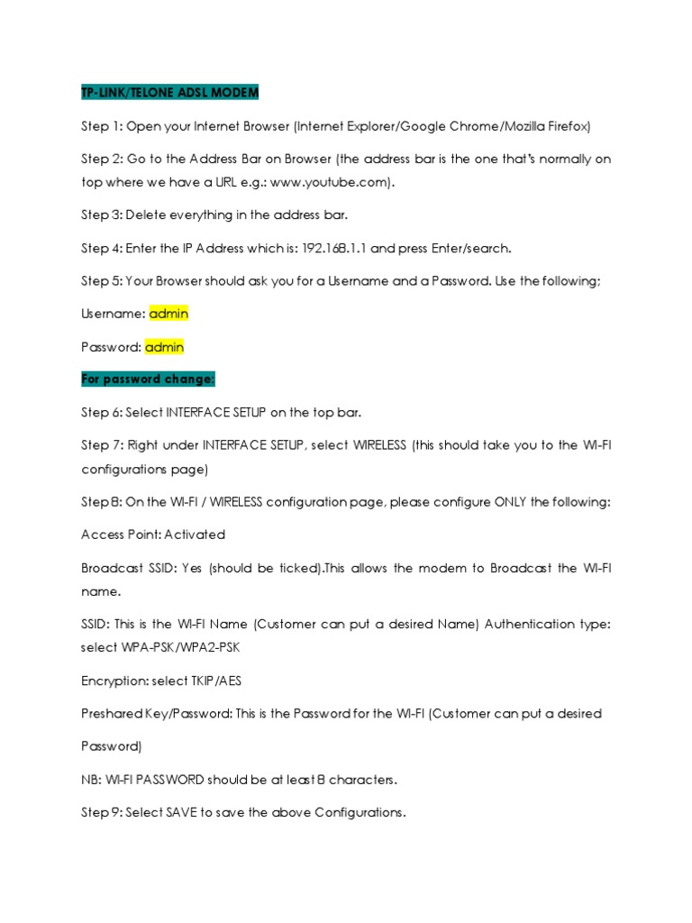 TP lINK SETTINGS | PDF | Computers | Technology & Engineering