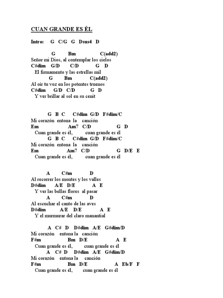 Cuan Grande Es Él Himno #3 | PDF