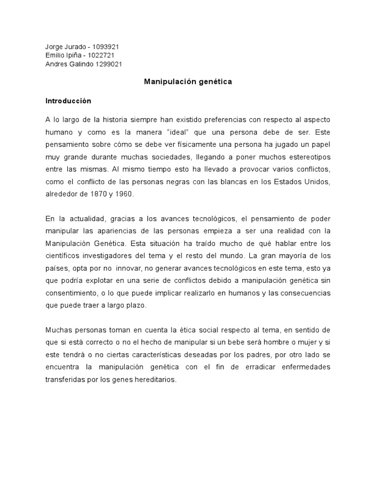 Proyecto Final CFI | PDF | Eugenesia | Ingeniería genética