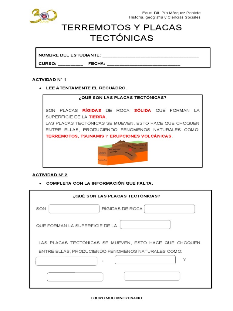 Terremotos y Placas Tectónicas: Guía Educativa | PDF